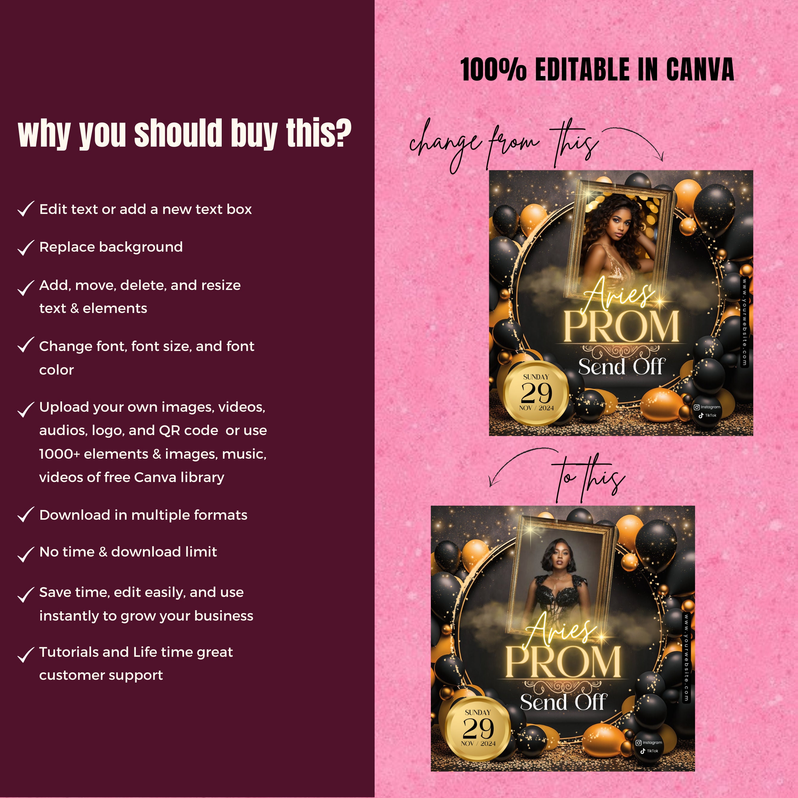 Animated Glitter Prom Send off Video Invitation, Prom Send off ...