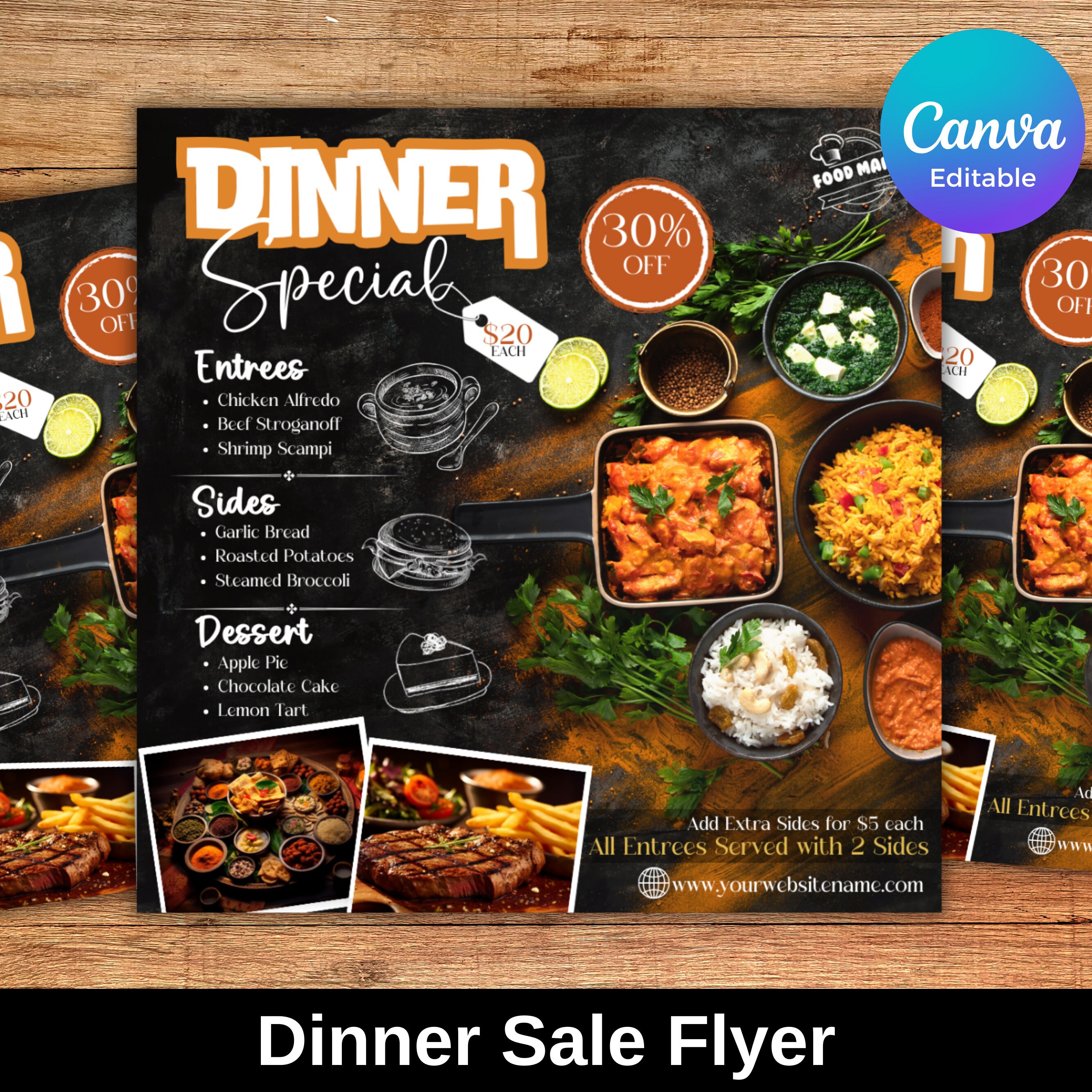 Editable Flyer Canva Template Dinner Sale Flyer, Sunday Deal Special ...