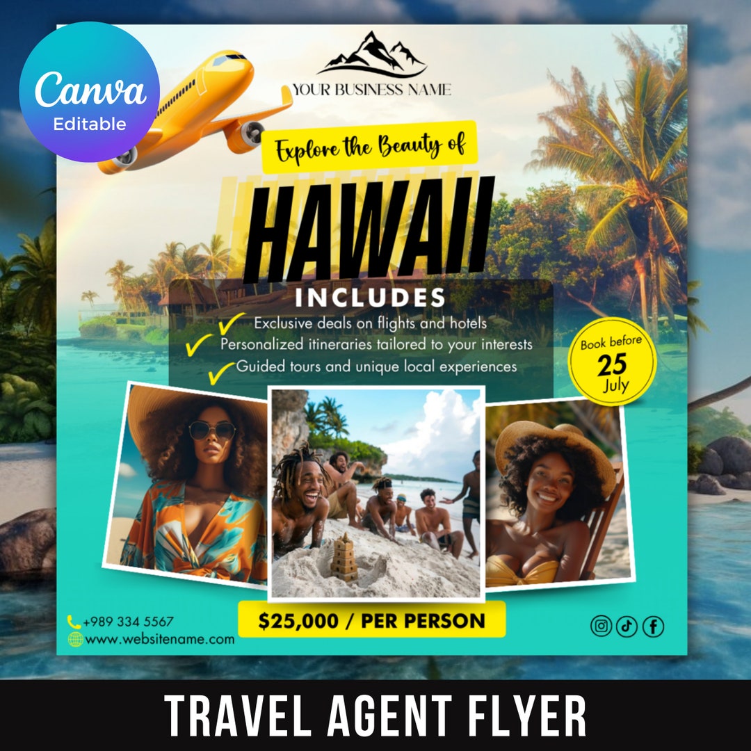 Canva Template Travel Agent Flyer, DIY E-flyer Templates, Vacations ...