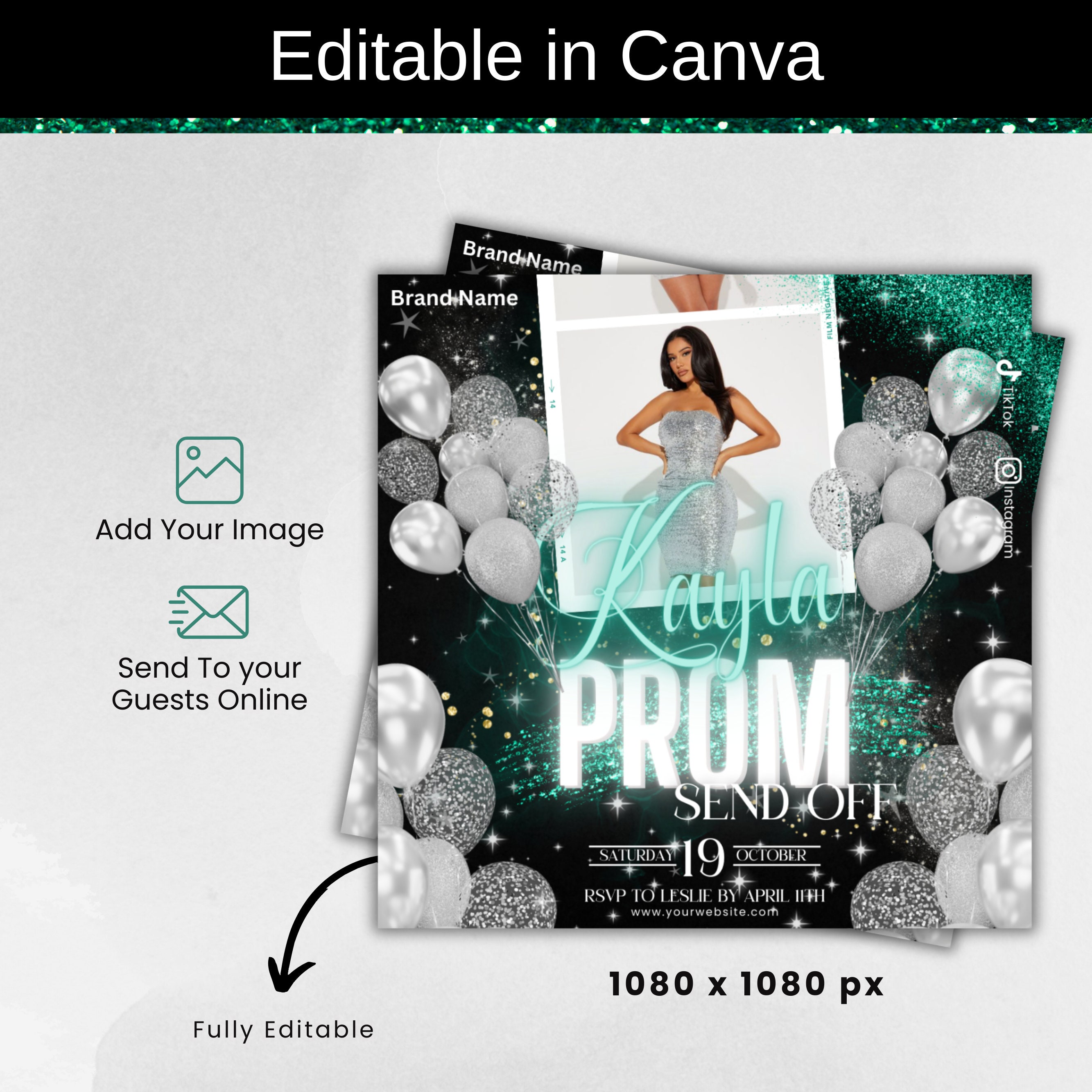 Silver Prom Send off Flyer, Prom Invitation Flyer, Eras Party ...