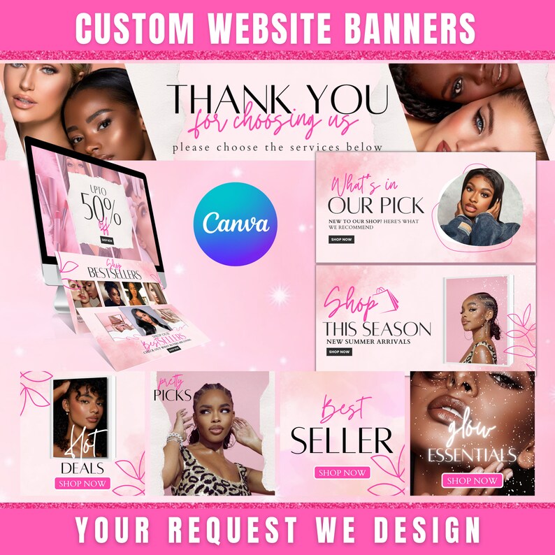 Custom Website Banner Template, DIY Custom Web Banners Set, 25 Editable ...