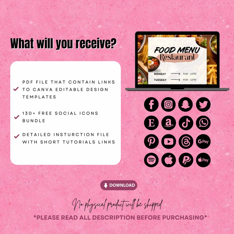 Restaurant Menu Template, Event Menu, Editable Menu Price List ...