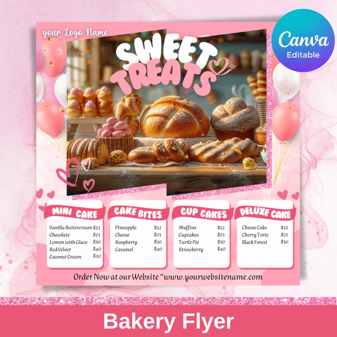 Digital and Editable Bakery Flyer, Bakery Business Template, Canva ...