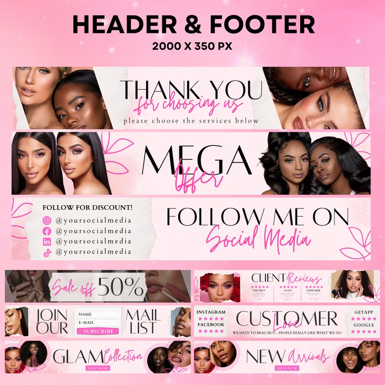 Custom Website Banner Template, DIY Custom Web Banners Set, 25 Editable ...