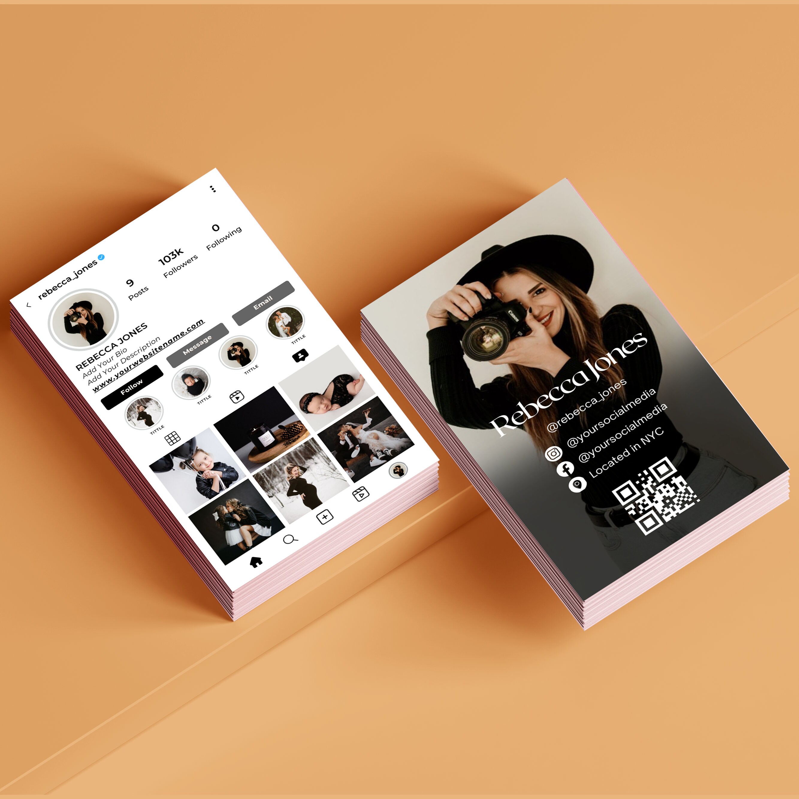 Photographer Instagram Business Card 2024, DIY Canva Business Card ...