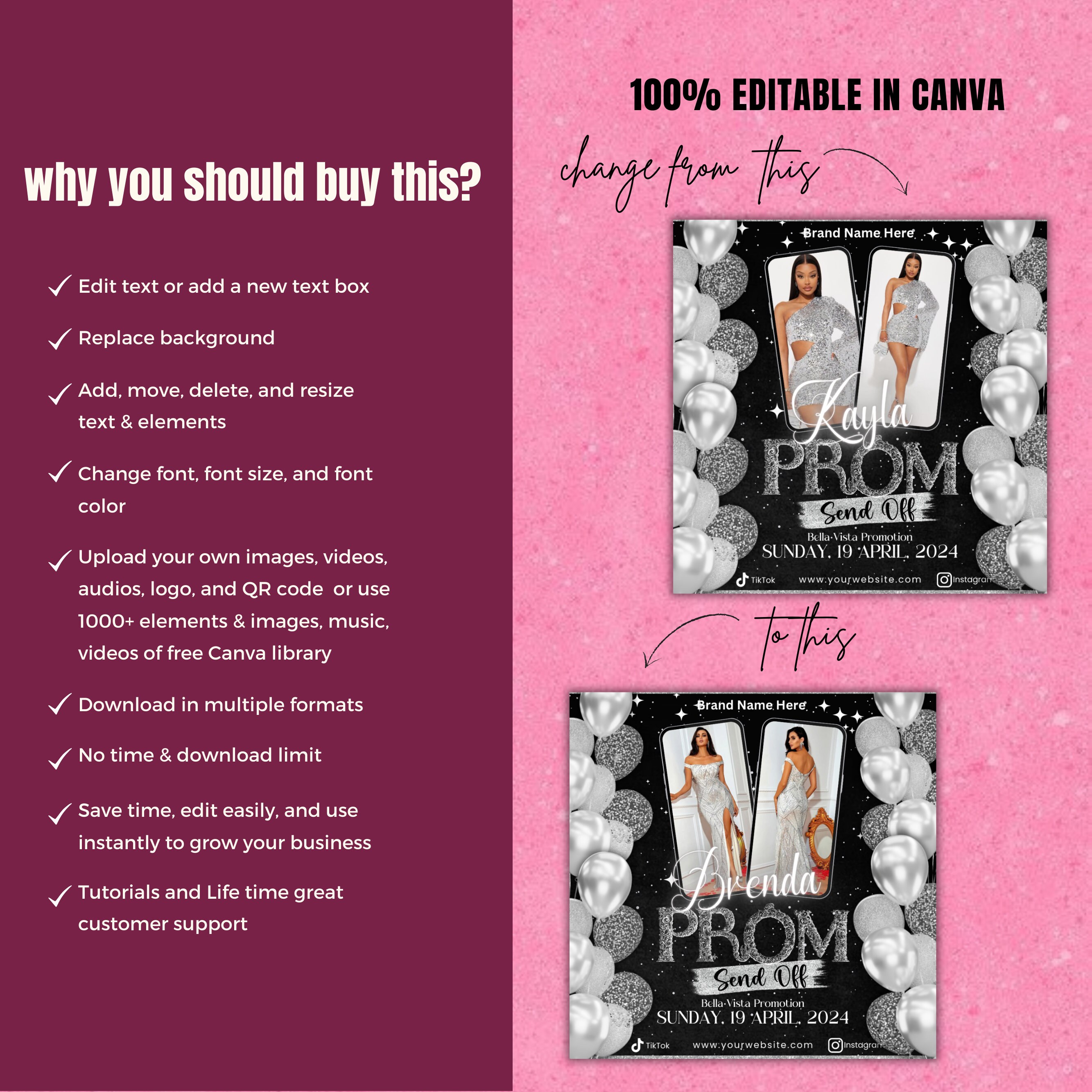 Diy Editable Prom Send off Flyer, Prom Invitation Flyer, Prom Event ...