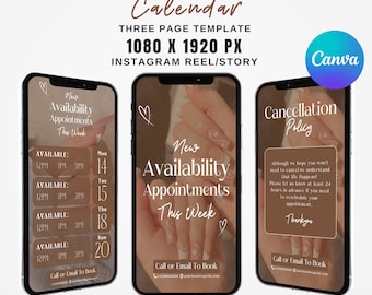 Weekly Availability Calendar Instagram Story, Black Pink Available ...