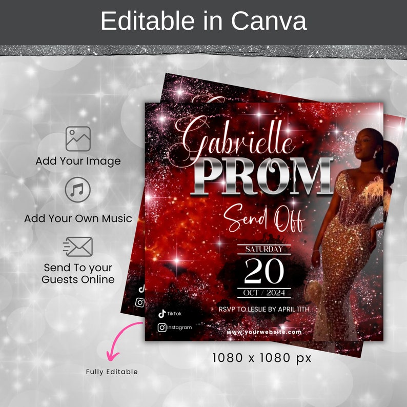 Diy Editable Prom Send off Flyer, Prom Invitation Flyer, Prom Event ...