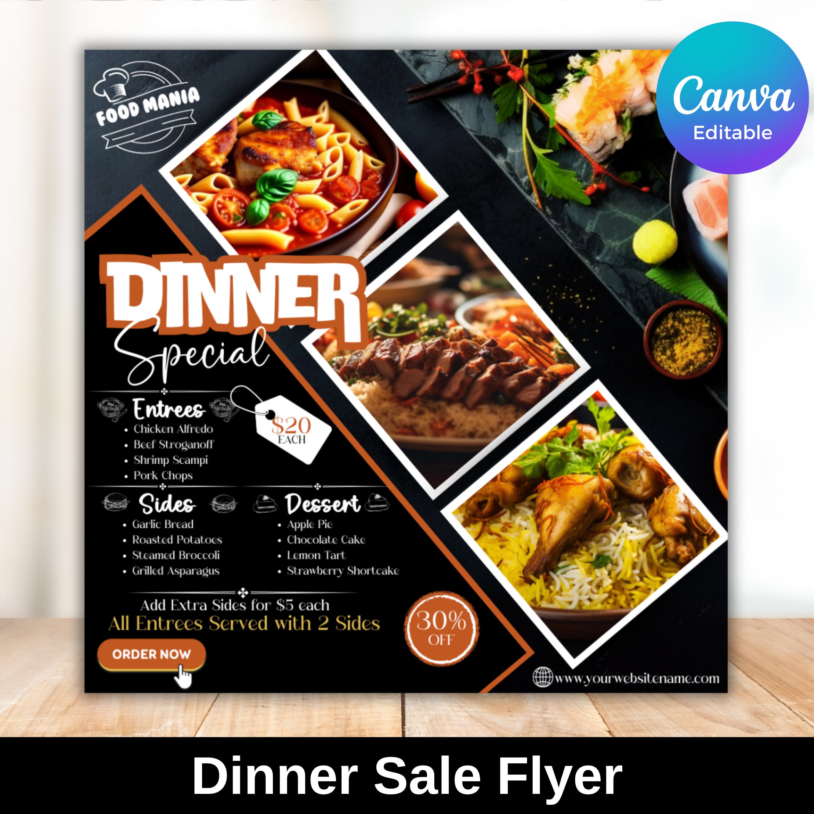 Editable Flyer Canva Template Dinner Sale Flyer, Sunday Deal Special ...