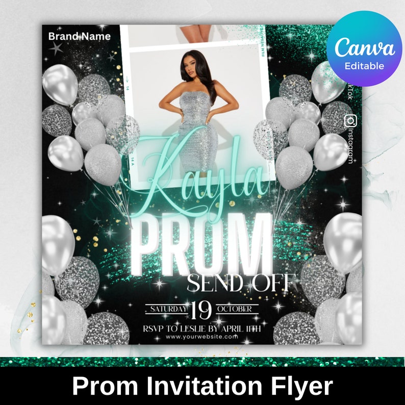 Silver Prom Send off Flyer, Prom Invitation Flyer, Eras Party ...