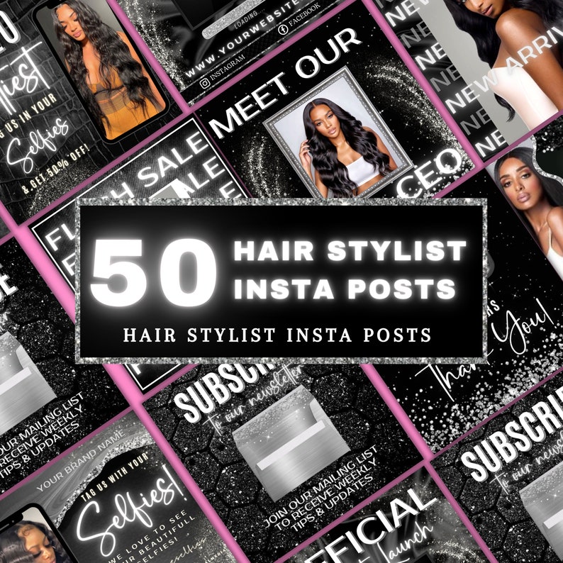 50 Hair Stylist Instagram Post Templates, Hair Business Branding, DIY ...