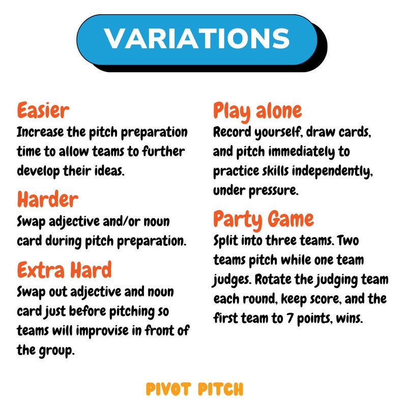 Pivot Pitch: A Quick Thinking Game That Creates Confident Communicators ...