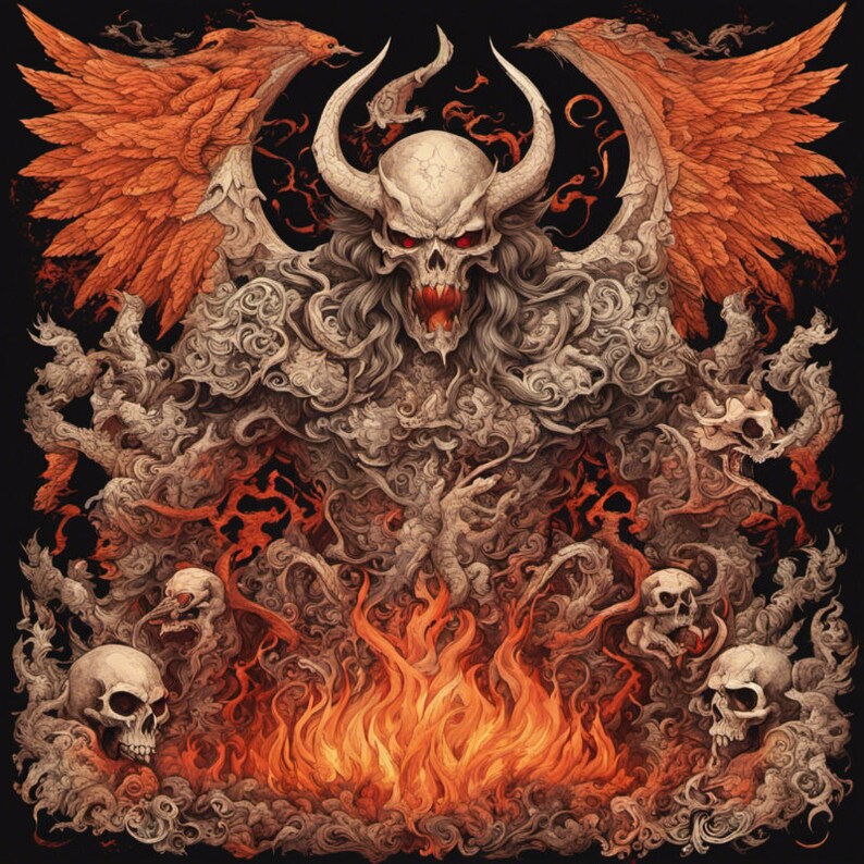 Black/white & Color Demon God Summoning Souls for Laser Engraving - Etsy