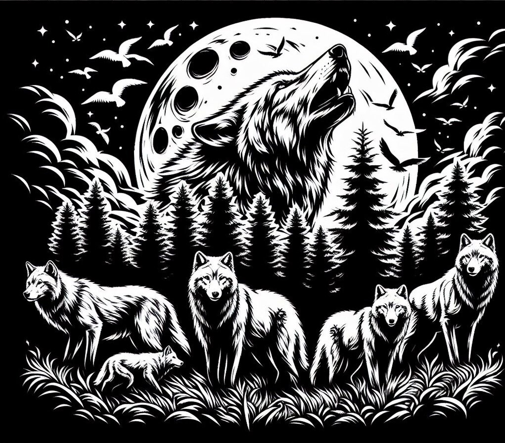 Black/white & Color Wolf Pack for Laser Engraving 4 Pack, JFIF, JPG ...