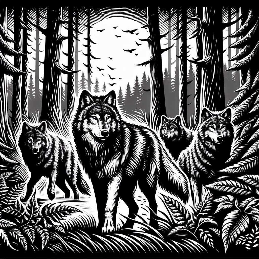 Black/white & Color Wolf Pack for Laser Engraving 4 Pack, JFIF, JPG ...