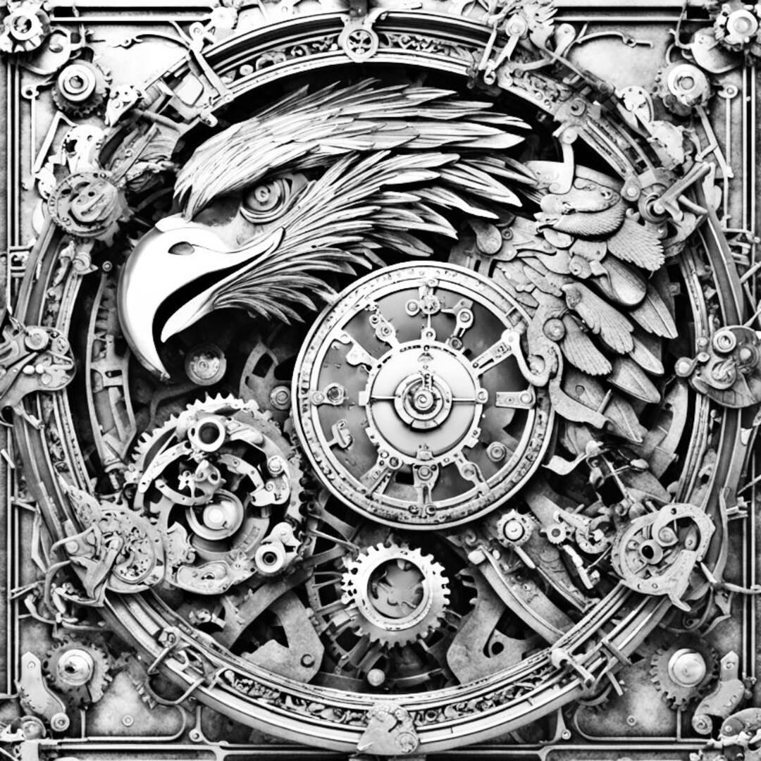 Black/white & Color Steampunk Eagle for Laser Engraving SVG Only - Etsy
