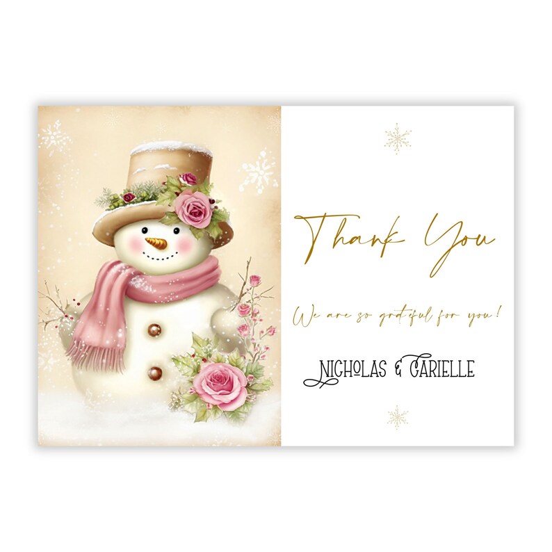 Christmas Thank You Card Template, Thank You Card Printable, Thank You ...