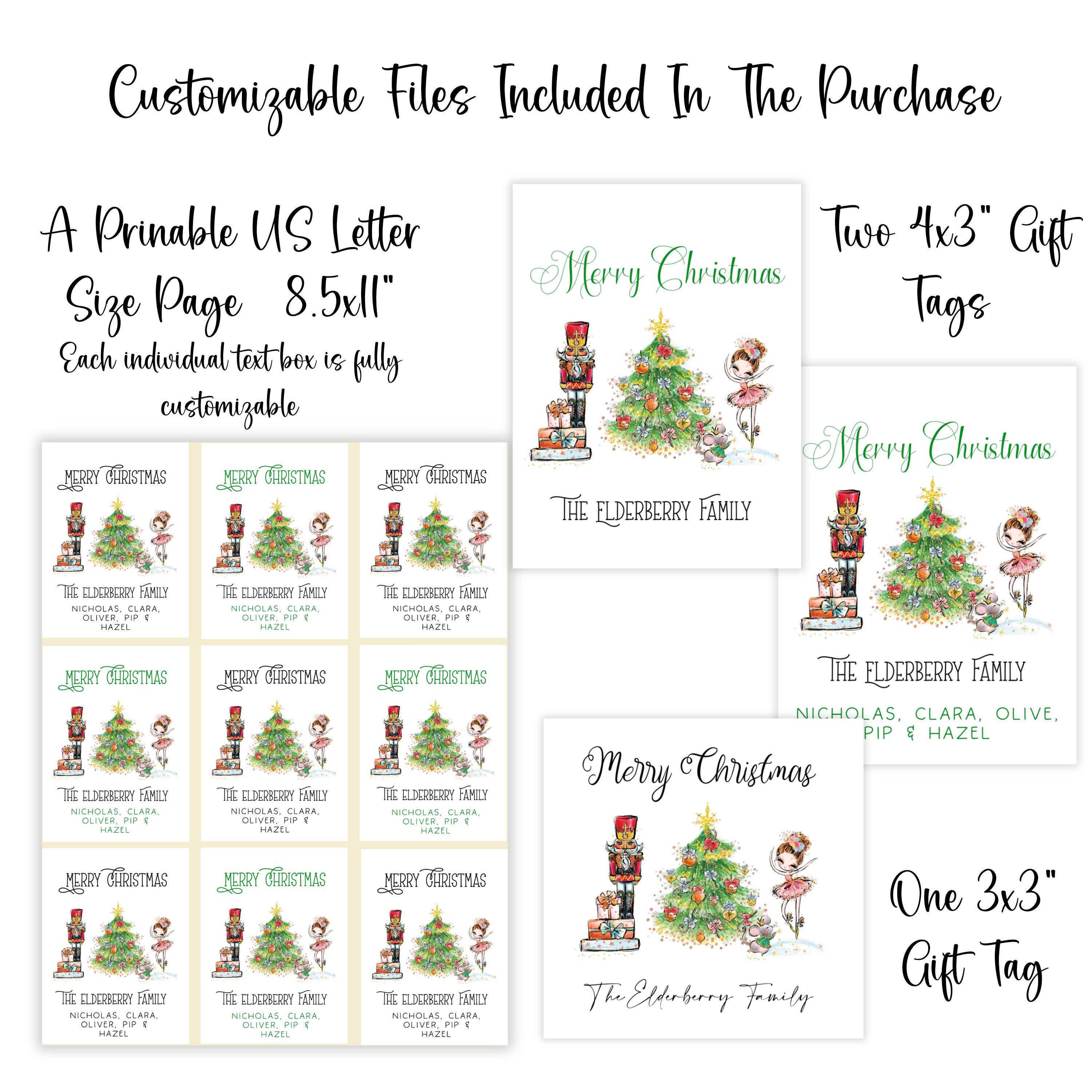 Nutcracker Gift Tags, Printable Christmas Gift Tags, Holiday Gift Tags ...