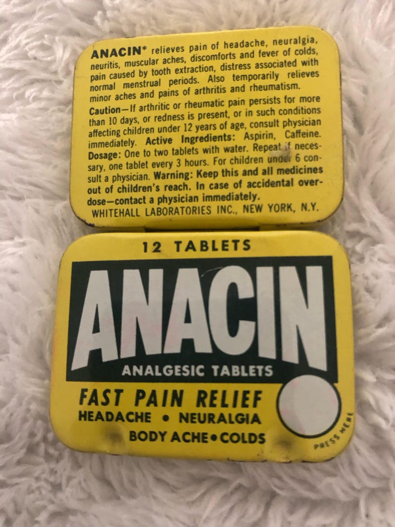 Anacin Analgesic Tablets Tin - Etsy