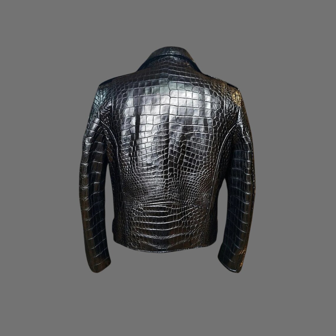 Alligator Embossed Leather Biker Jacket: Men's Luxury Biker Style With ...
