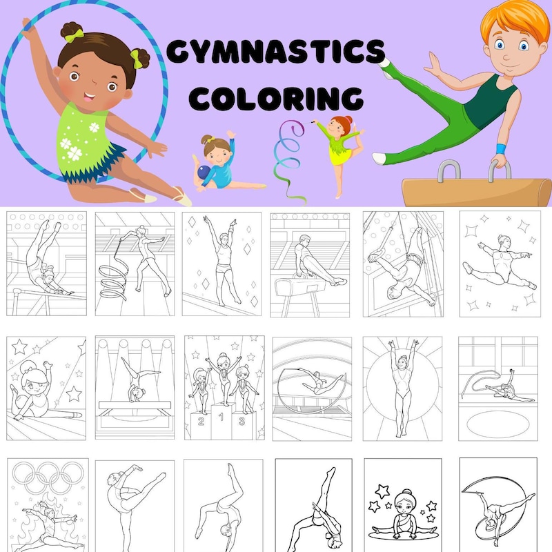 Gymnastics Coloring Sheet - Etsy