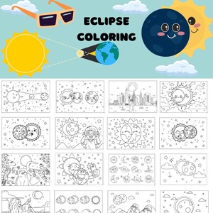 52 Printable Solar Eclipse Coloring Pages | Instant Download | Kids ...