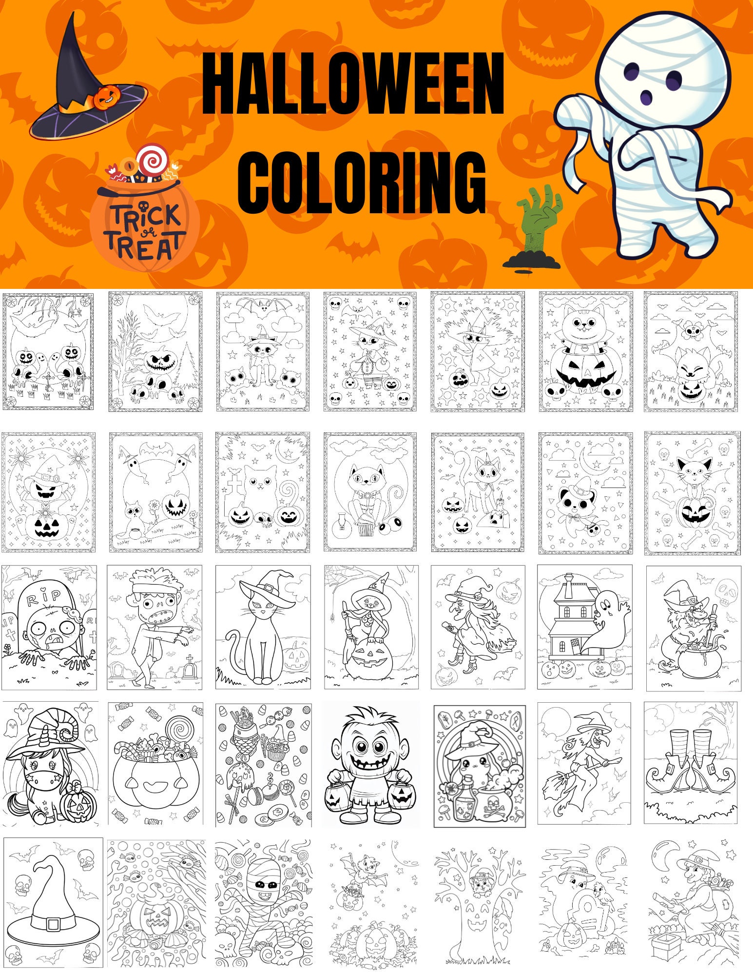200 Printable Halloween Coloring Pages | Instant Download| Kids ...