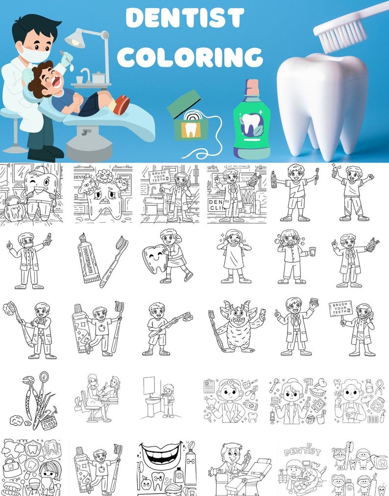 100 Printable Dentist Coloring Pages | Instant Download | Kids Teeth ...