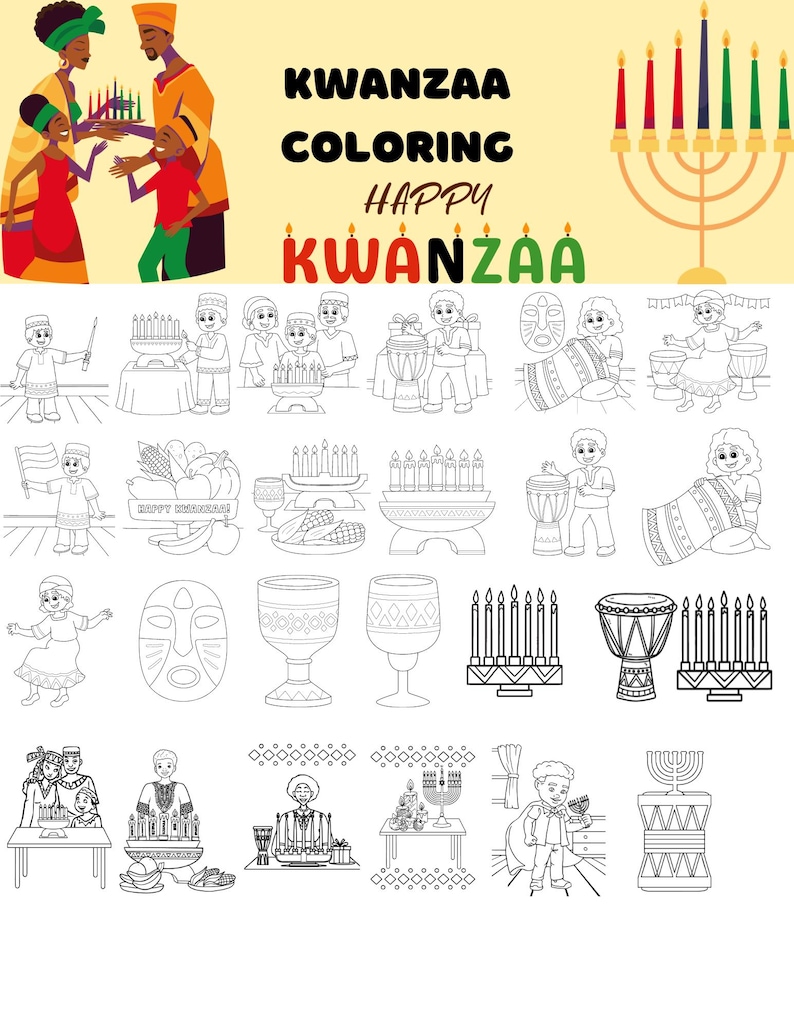 101 Printable Kwanzaa Coloring Pages | Instant Download | Kwanzaa | 7 ...