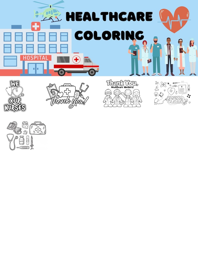 101 Printable Healthcare Coloring Pages | Instant Download | Doctor ...