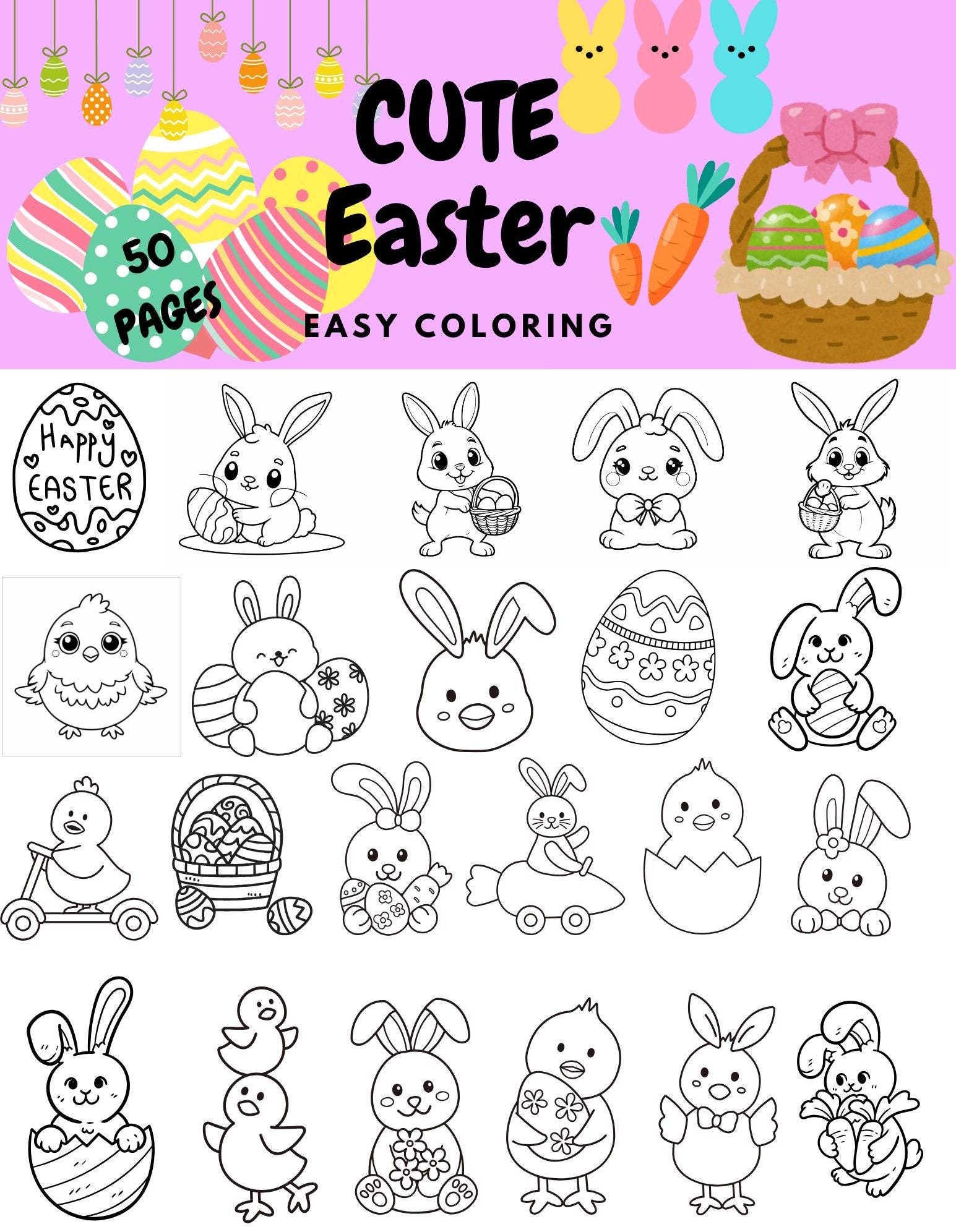 51 Printable Cute Easter Coloring Pages | Instant Download | Kids ...