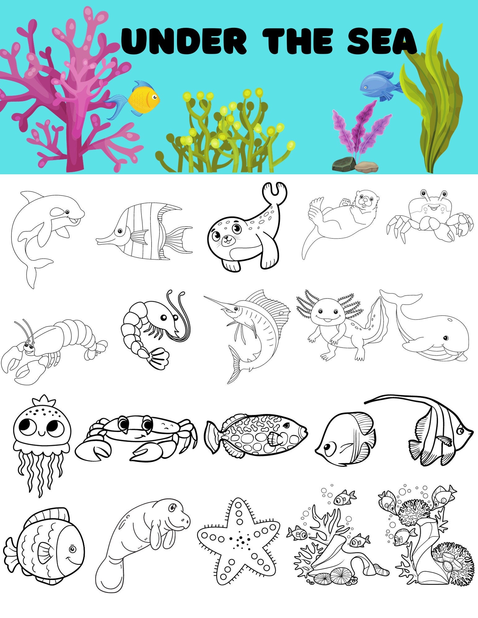 100 Printable Under the Sea Coloring Pages | Instant Download | Kids ...