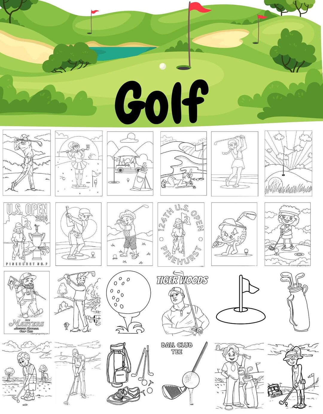 100 Printable Golf Coloring Pages | Instant Download | Kids Golf ...