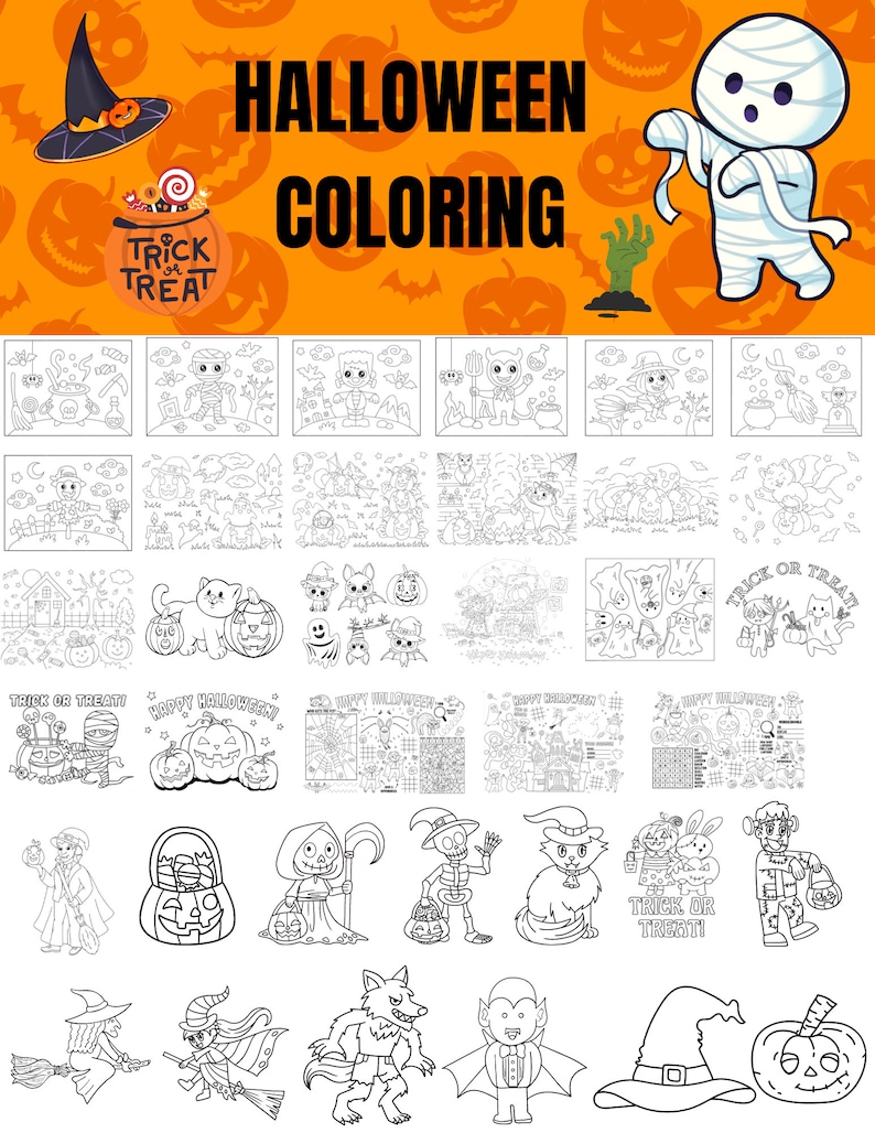 200 Printable Halloween Coloring Pages | Instant Download| Kids ...