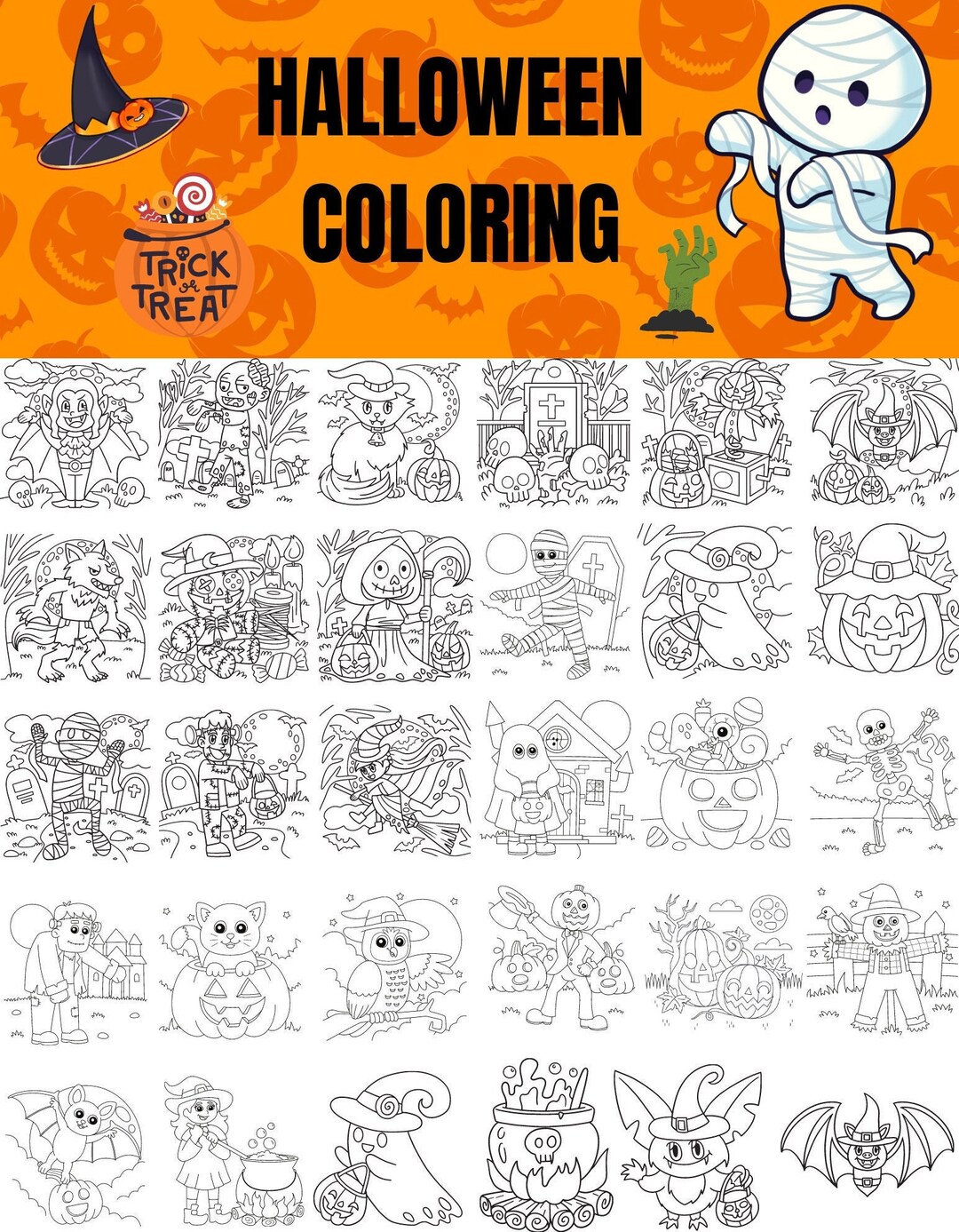 200 Printable Halloween Coloring Pages | Instant Download| Kids ...