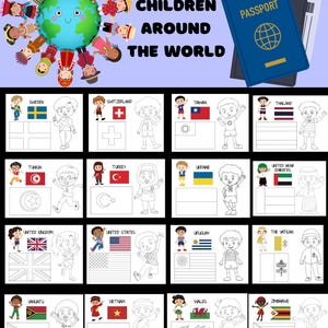 80 Printable Children Around the World Coloring Pages | Instant ...
