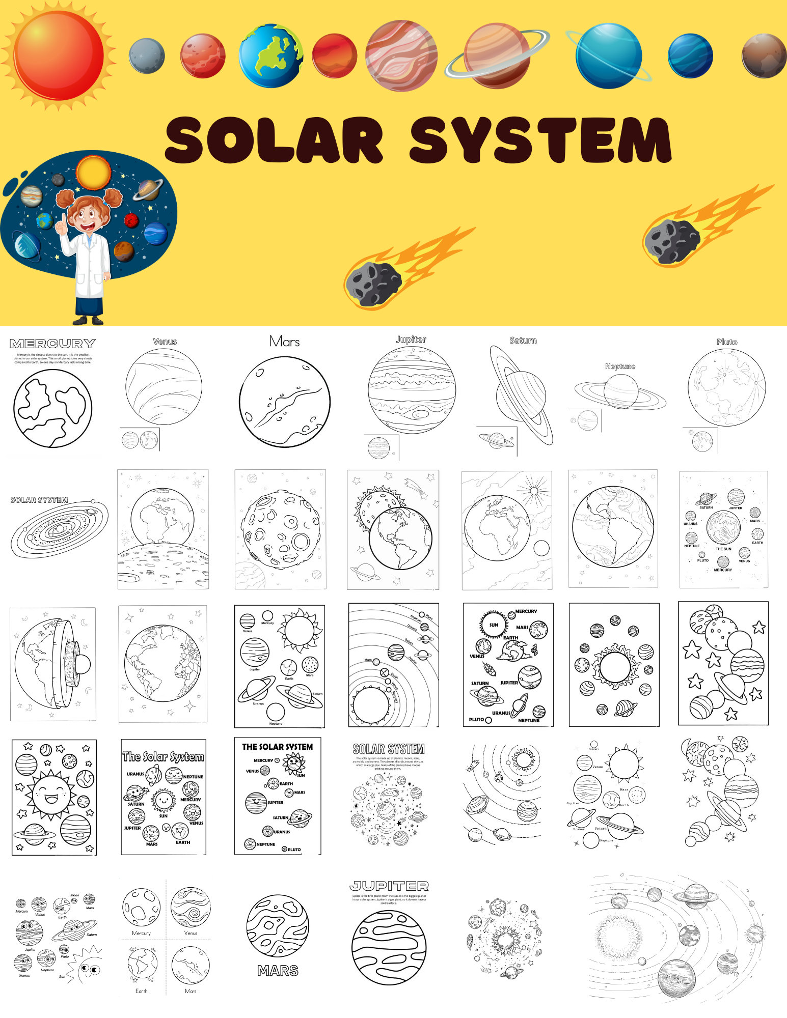 100 Printable Solar System Coloring Pages | Instant Download | Kids ...