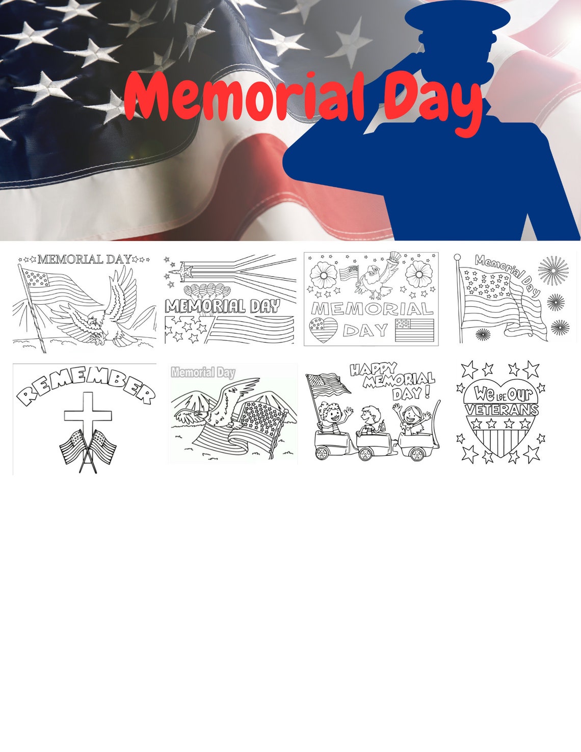 100 Printable Memorial Day Coloring Pages | Instant Download | Kids ...
