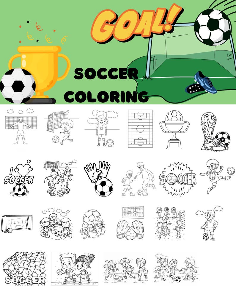 100 Printable Soccer Coloring Pages | Instant Download | Kids Sports ...