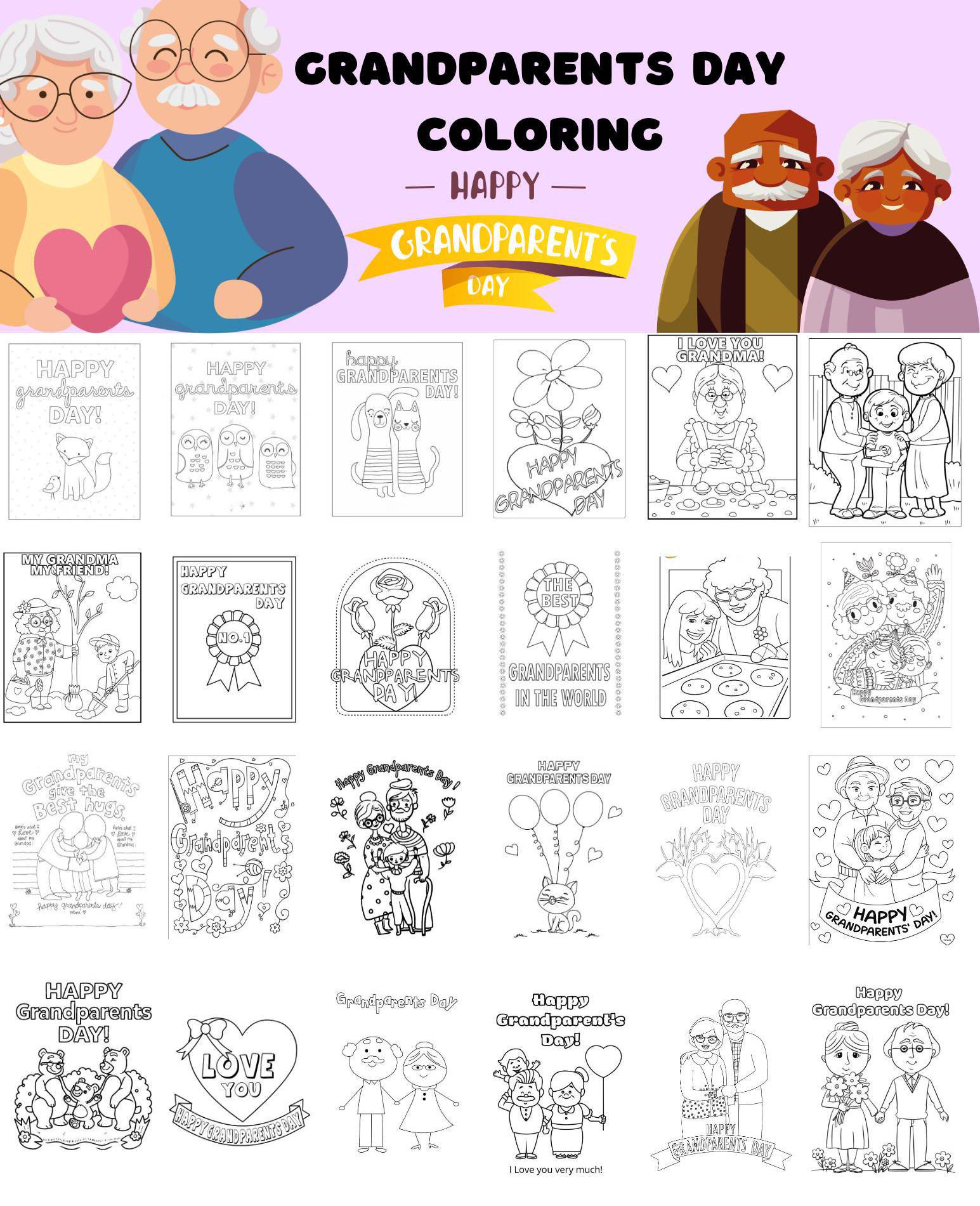 50 Printable Grandparent's Day Coloring Pages | Instant Download| Kids ...