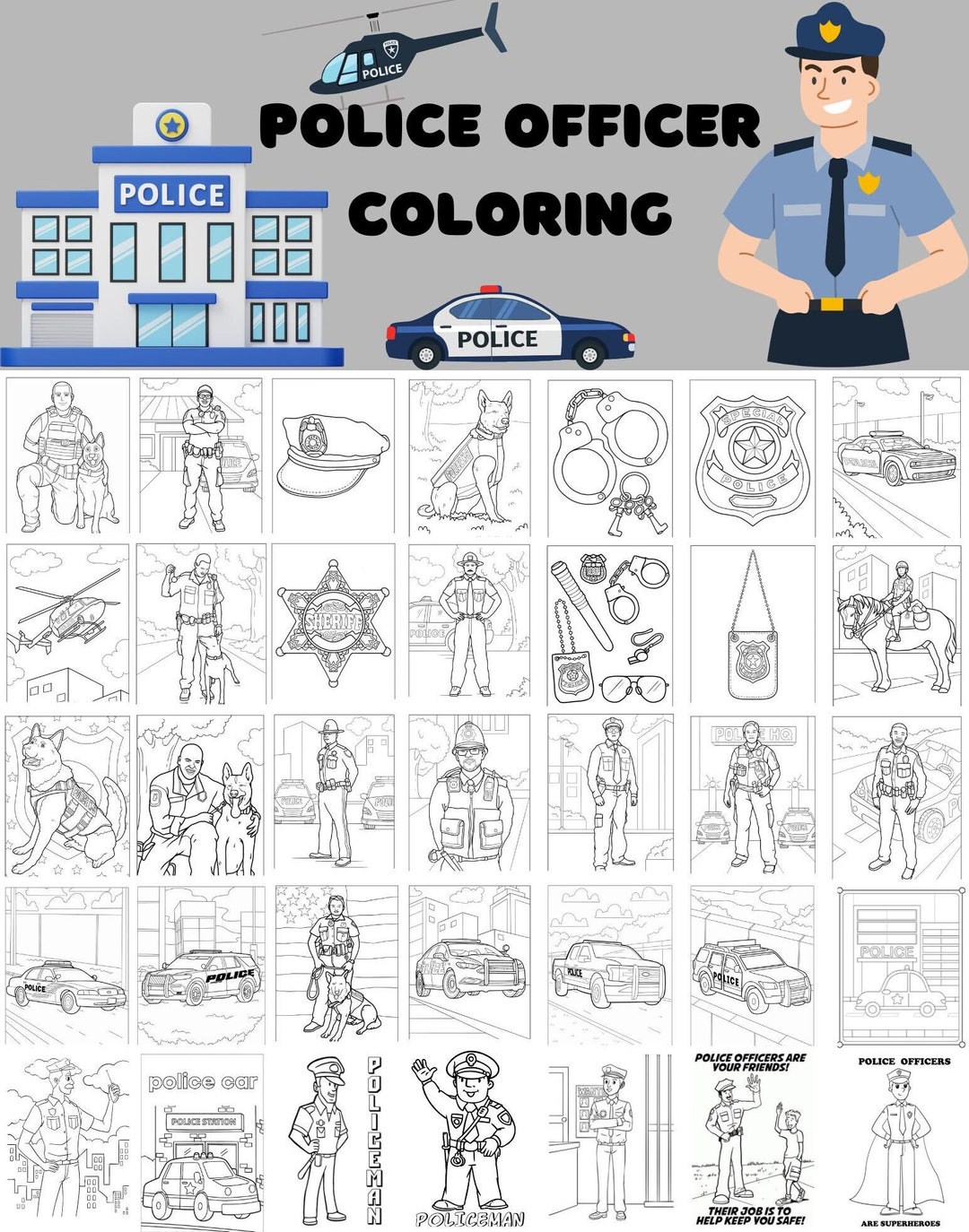 100 Printable Police Coloring Pages Instant Download Police First ...
