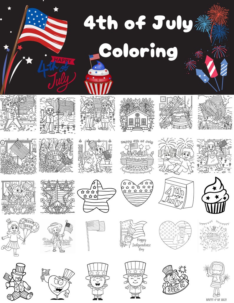 200 Printable 4th of July Coloring Pages | Instant Download | Kids July ...