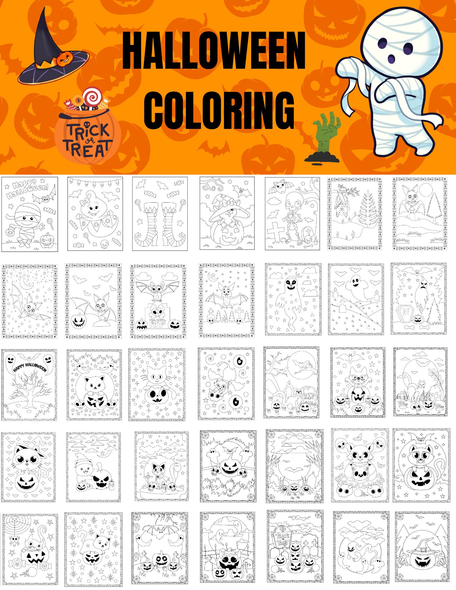 200 Printable Halloween Coloring Pages | Instant Download| Kids ...