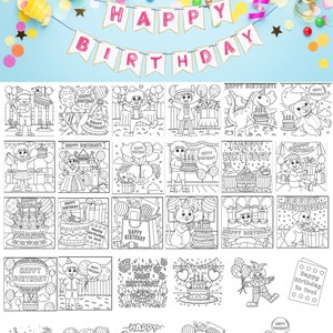 100 Printable Happy Birthday Coloring Pages | Instant Download| Kids ...