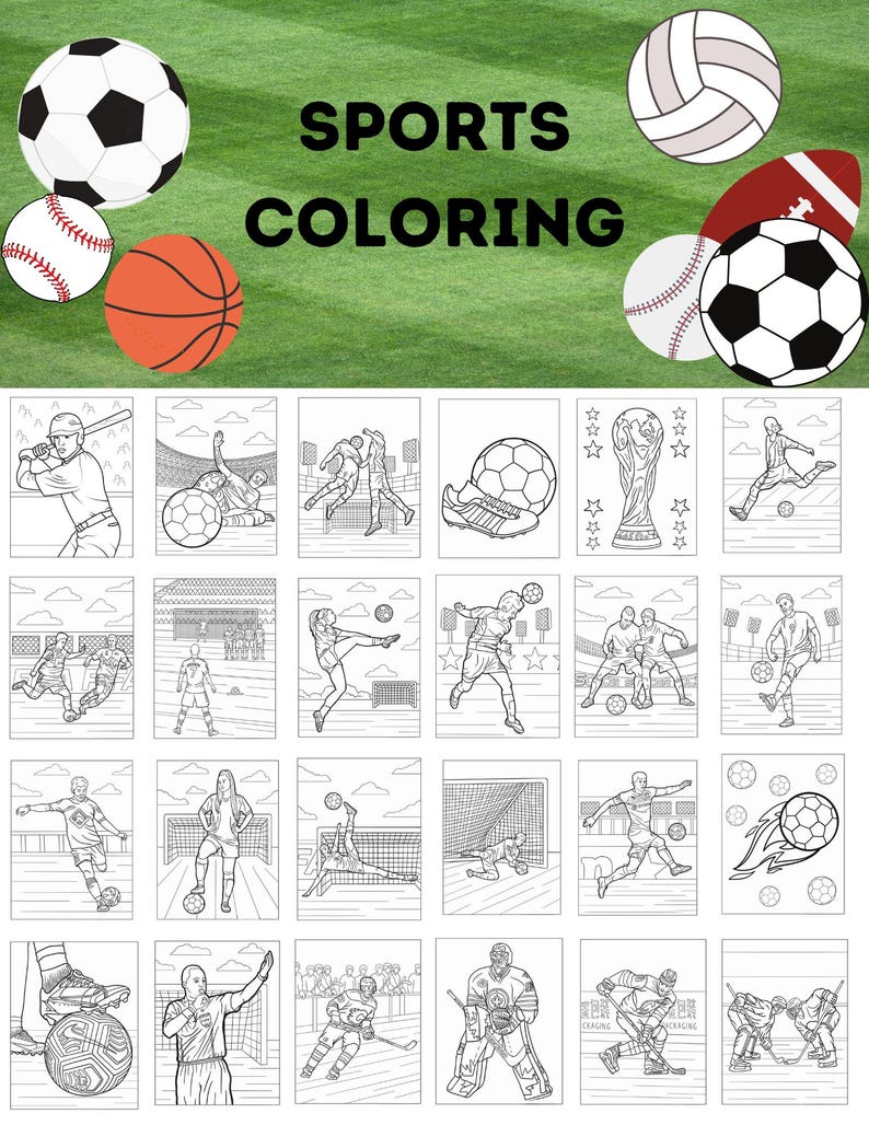 100 Printable Sports Coloring Pages | Instant Download | Kids Sports ...