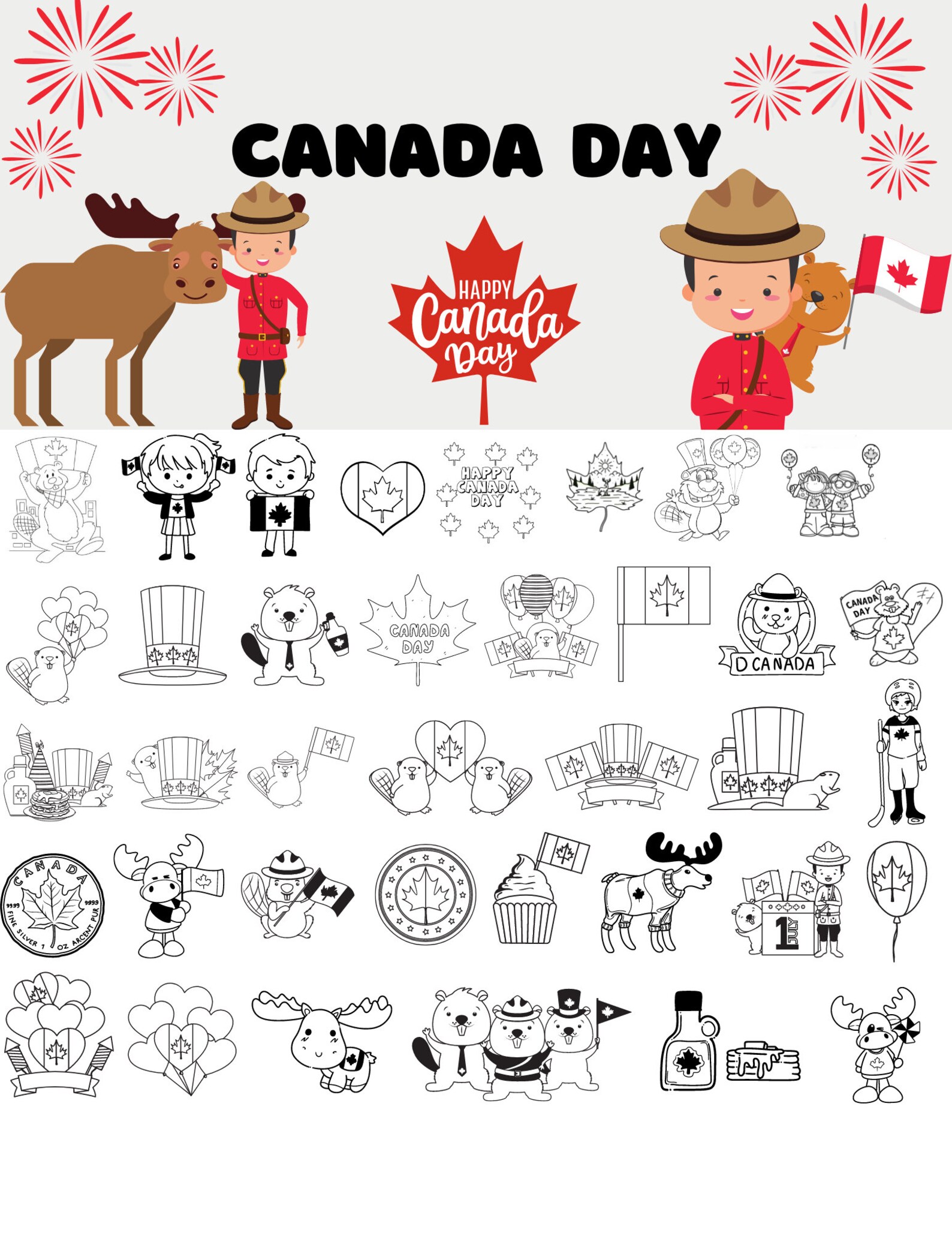 100 Printable Canada Day Coloring Pages | Instant Download | Kids ...
