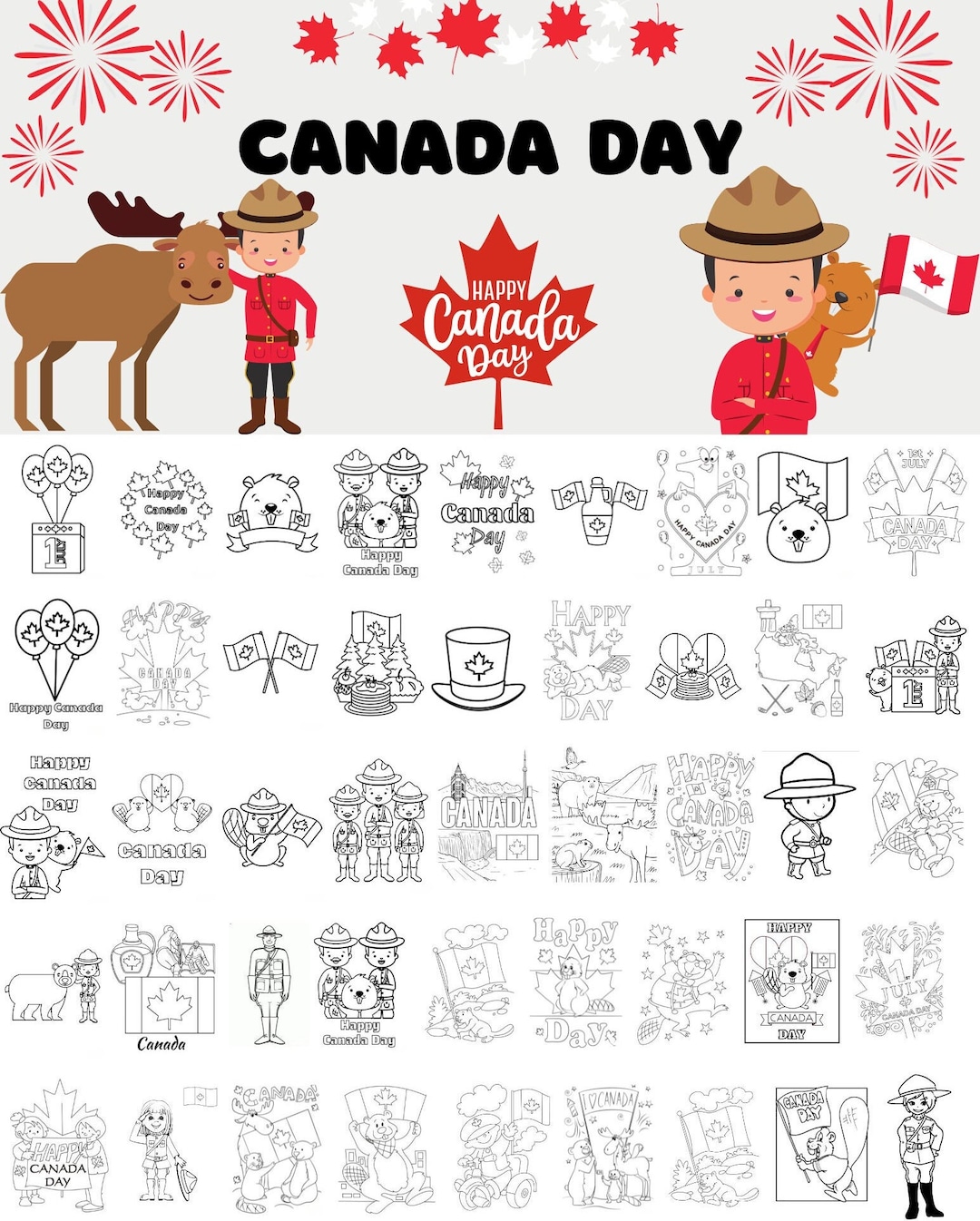 100 Printable Canada Day Coloring Pages | Instant Download | Kids ...