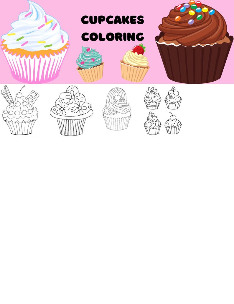 100 Printable Cupcake Coloring Pages | Instant Download | Cupcake Day ...