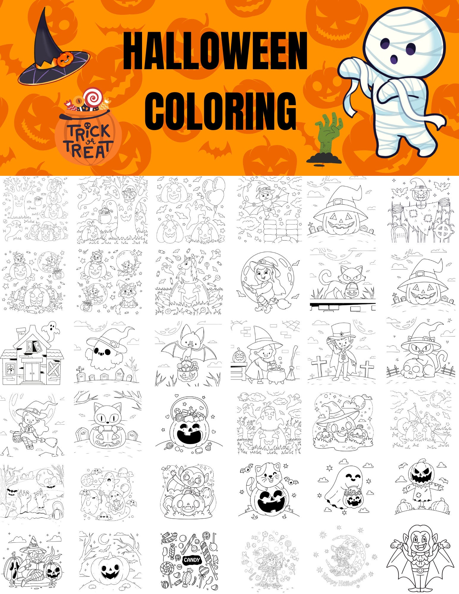 200 Printable Halloween Coloring Pages | Instant Download| Kids ...