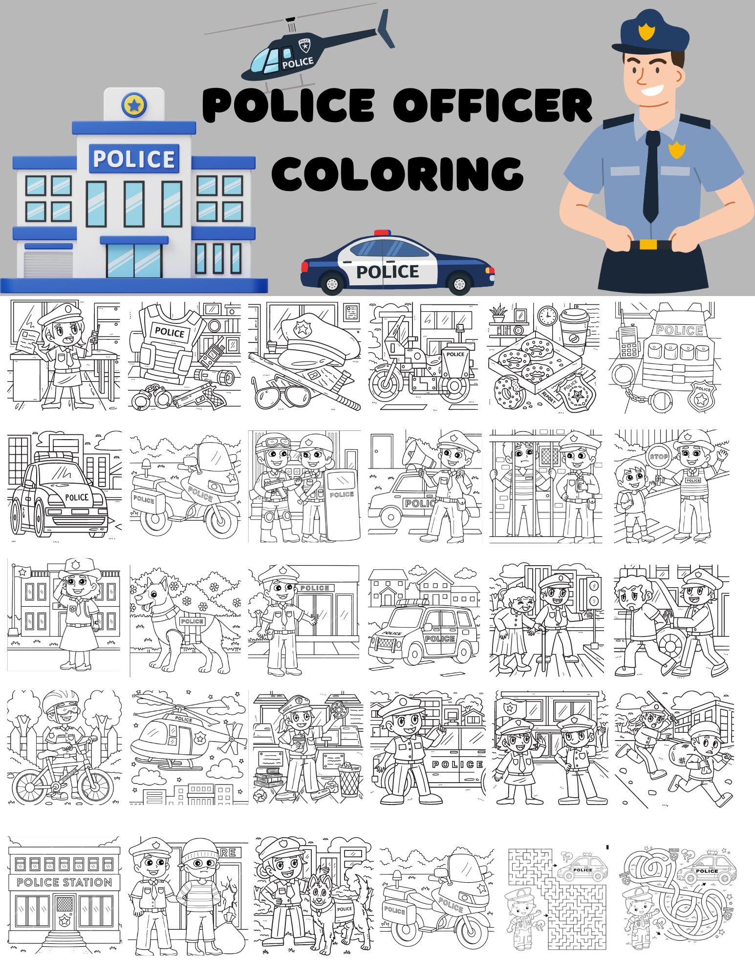 118 Printable Police Coloring Pages | Instant Download | Police | First ...